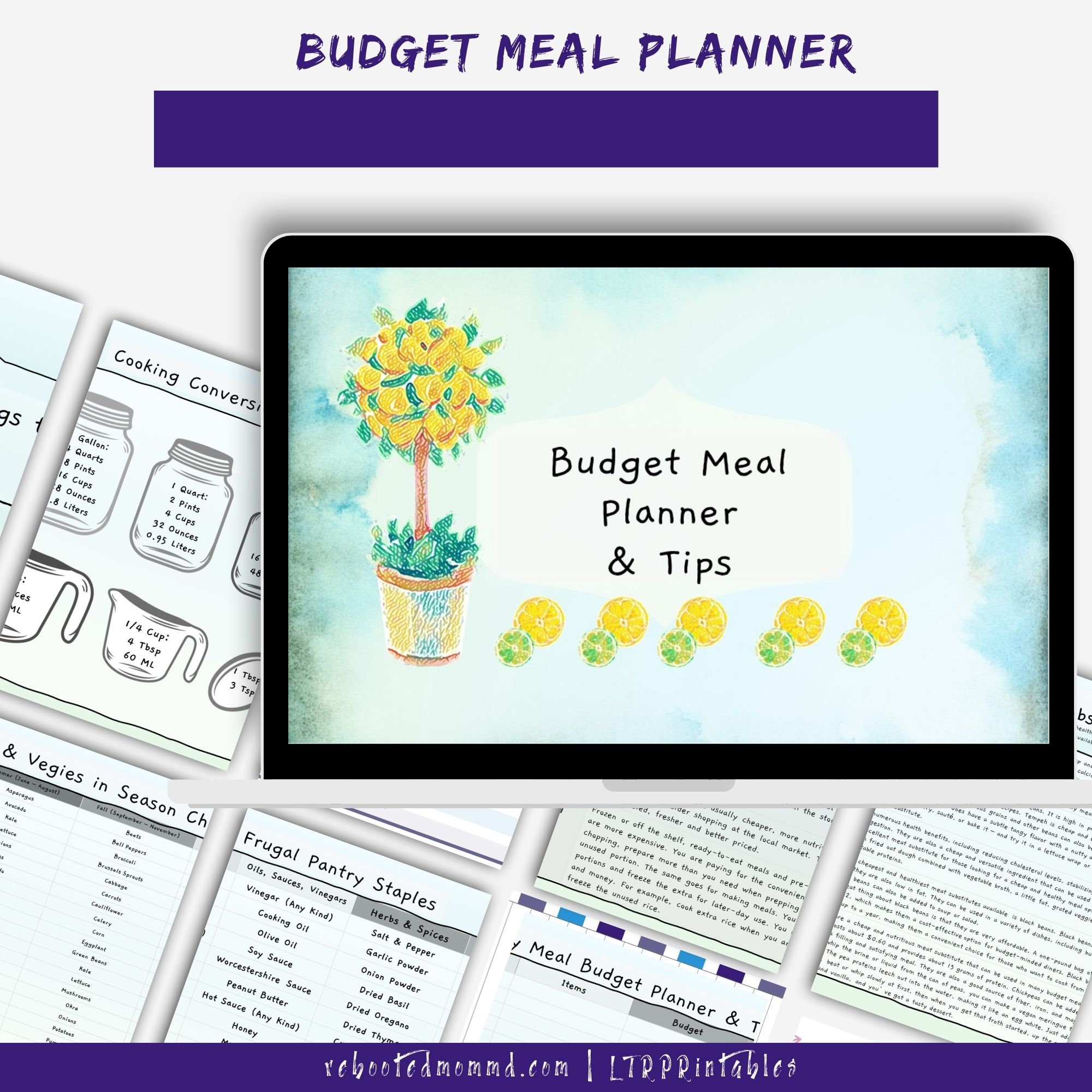 Budget Meal Plan Printables | Grocery List | Meal Planner | Meal Tips ...