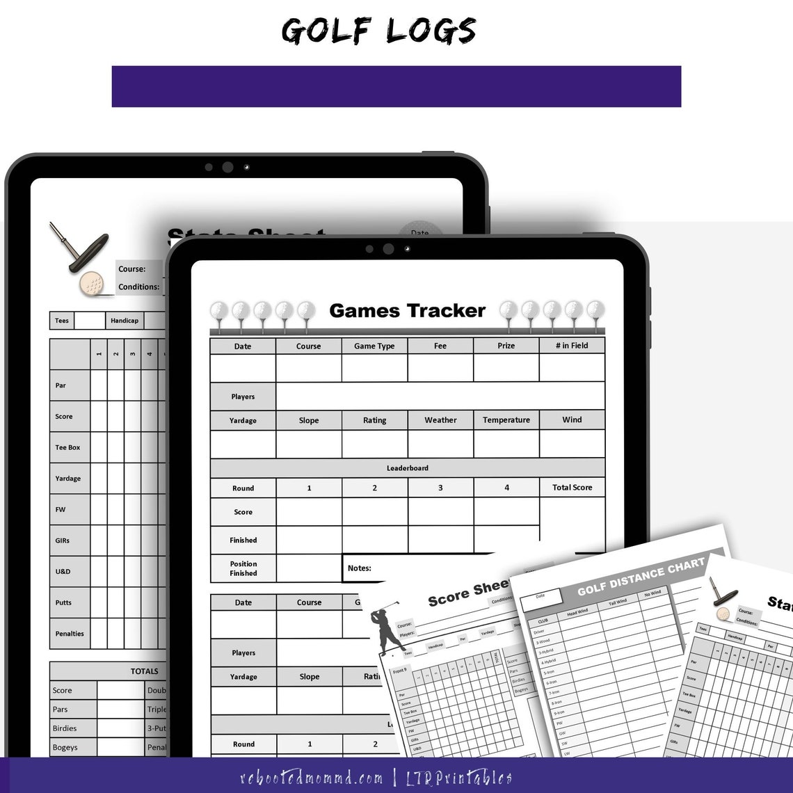 Golf Log Printables | Golf Journal | Golf Diary | Golf Notebook | Golf ...