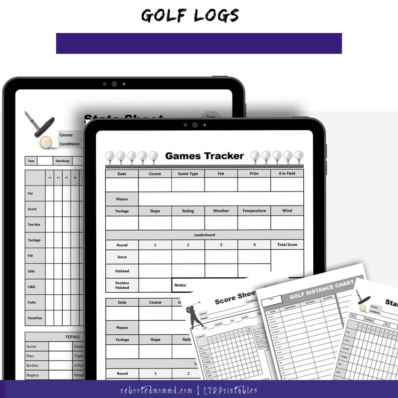 Golf Log Printables | Golf Journal | Golf Diary | Golf Notebook | Golf ...