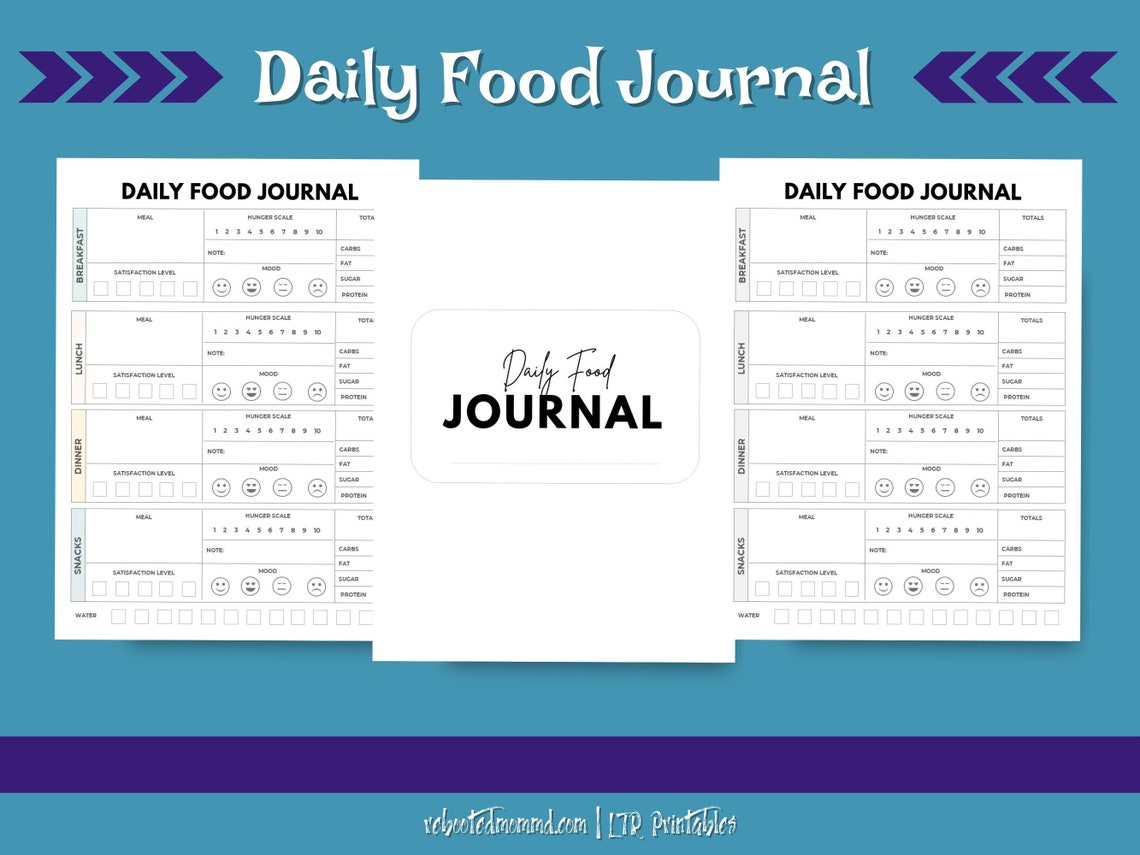 Daily Food Journal Page Printables Food Journal Meal Planner Daily Meal ...