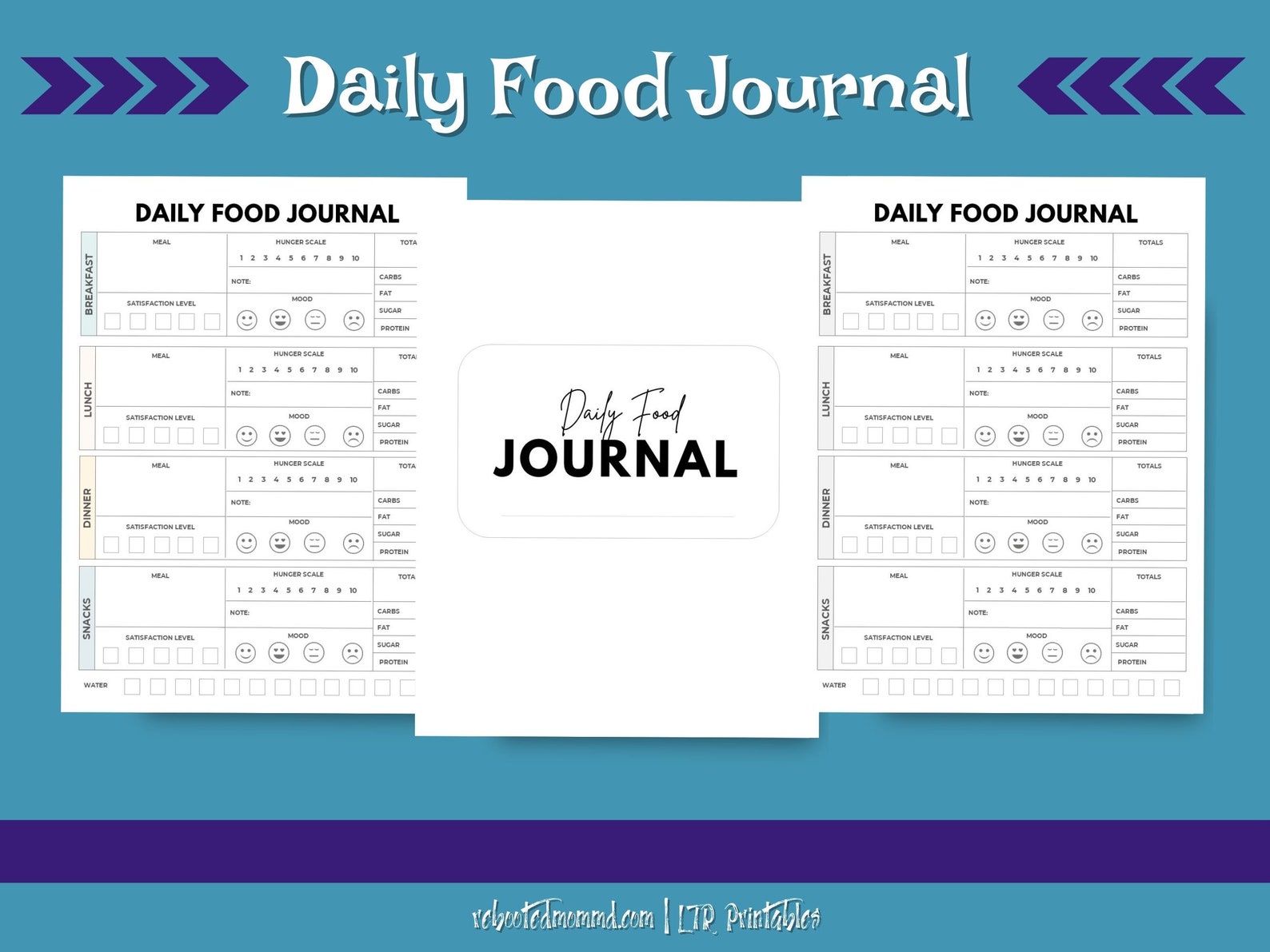 Daily Food Journal Page Printables Food Journal Meal Planner Daily Meal ...