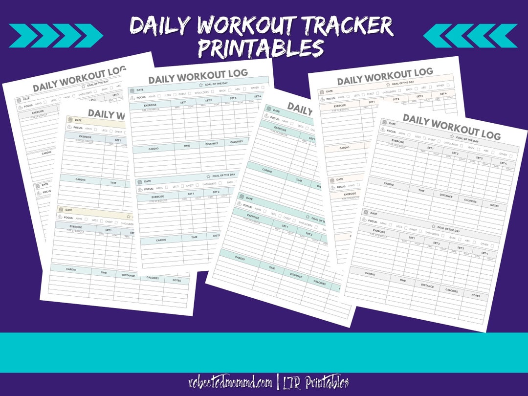 Daily Workout Tracker Printables | Workout Tracker| Exercise Tracker ...