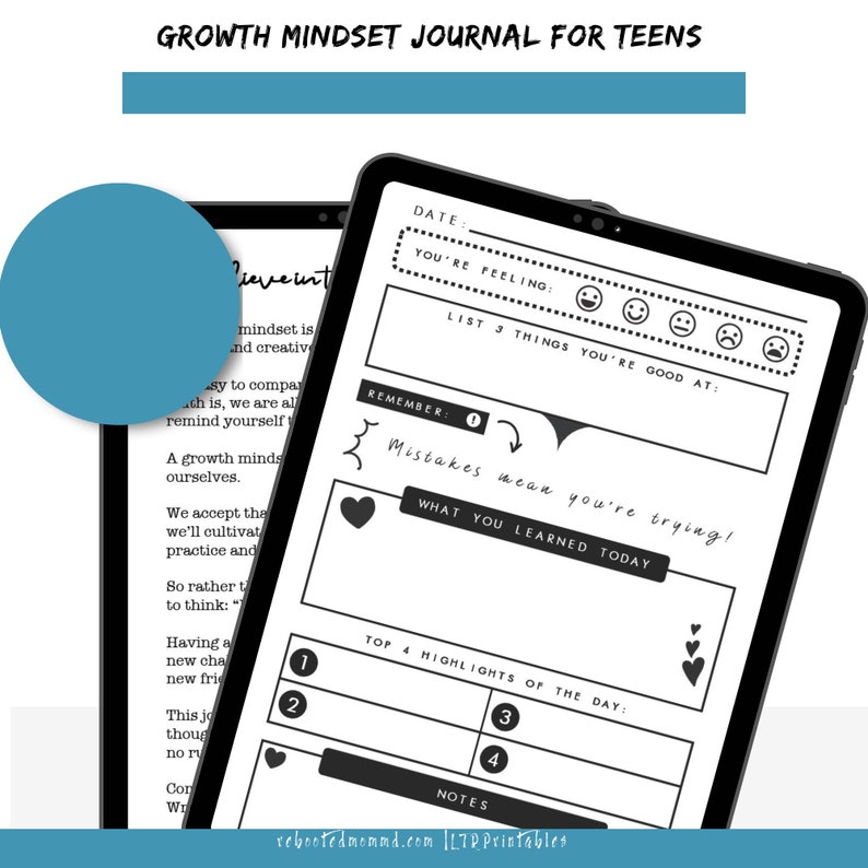 Growth Mindset Journal for Teens | Growth Mindset Printables | Journal ...