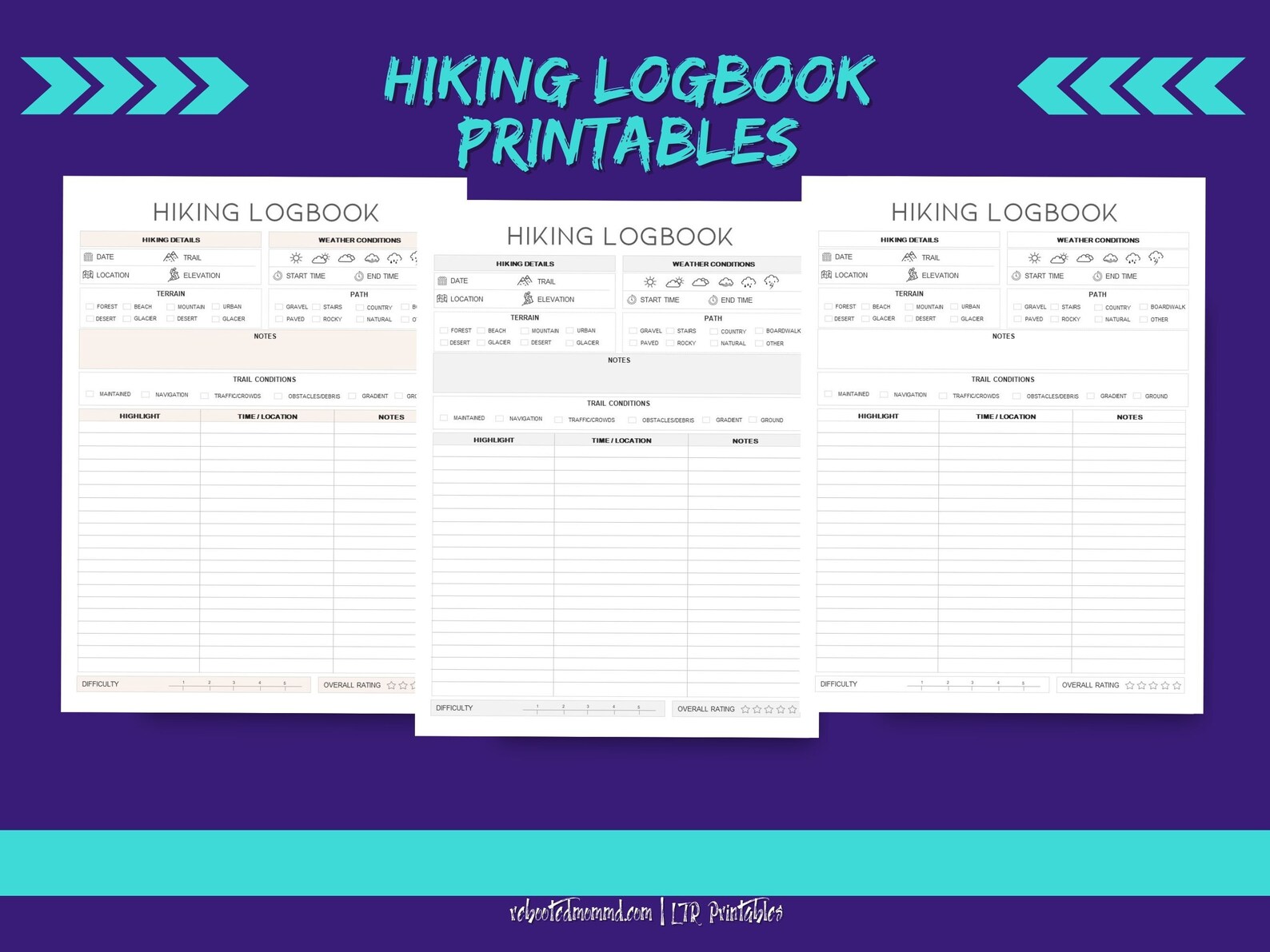 Hiking Logbook Printables | Hiking Journal | Hiking Diary | Hiking ...
