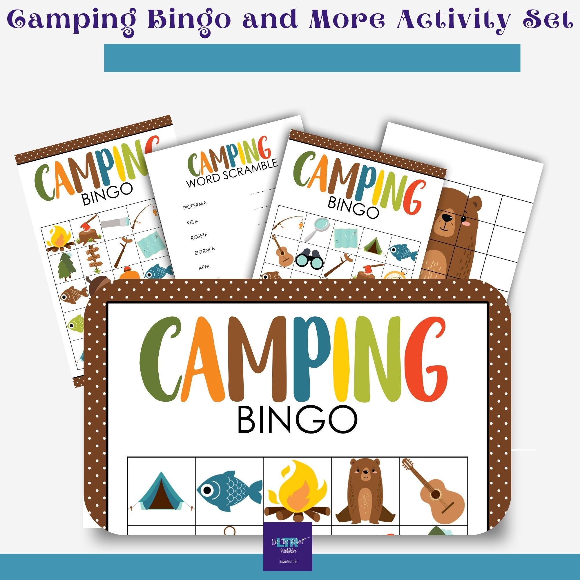 Camping Bingo and More Activity Set | Fun Family Games for Camping ...