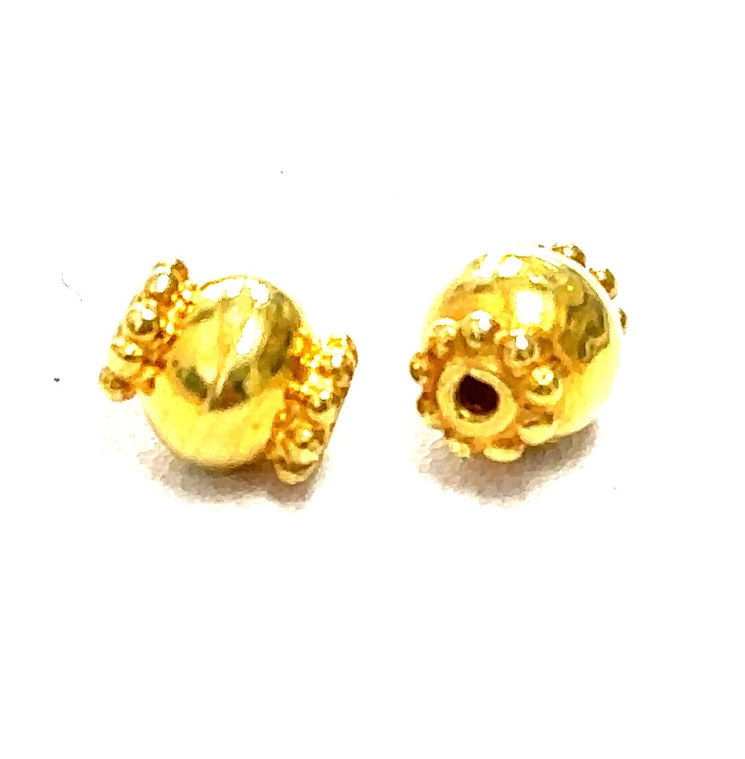 18k Solid Gold Round Candy Spacer Bead Single Piece - Etsy