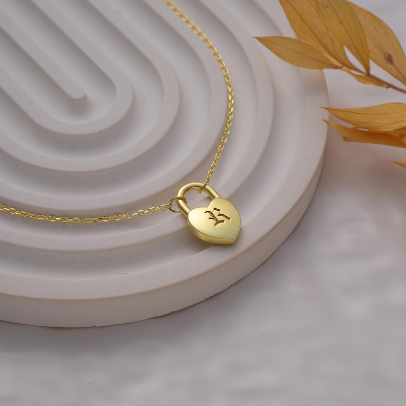 14K Gold Custom Initial Padlock Necklace,gift for Her,18th Birthday Gift,gift for Girlfriend ...