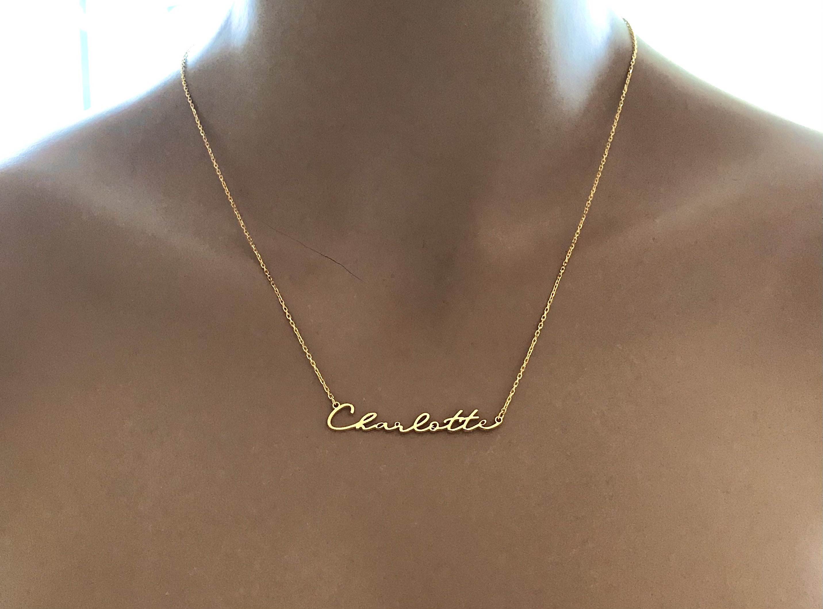 14k Solid Gold Name Necklace Gold Name Necklace Dainty | Etsy