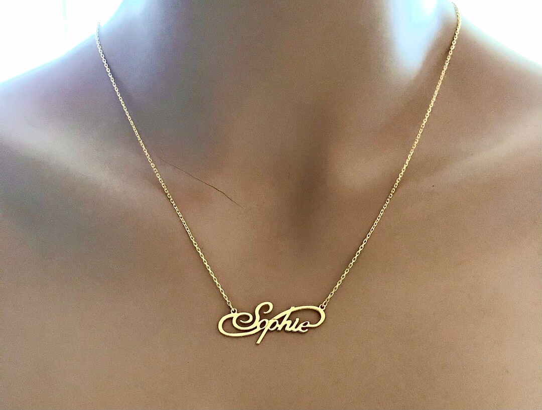 14k Solid Gold Name Necklace • Gold Name Necklace • Dainty Gold Name ...