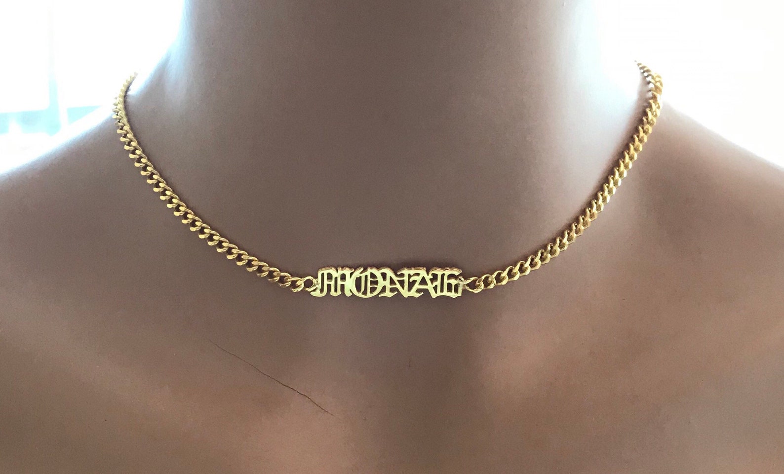 Custom Name Necklace With Bold Curb Chain Custom Name - Etsy