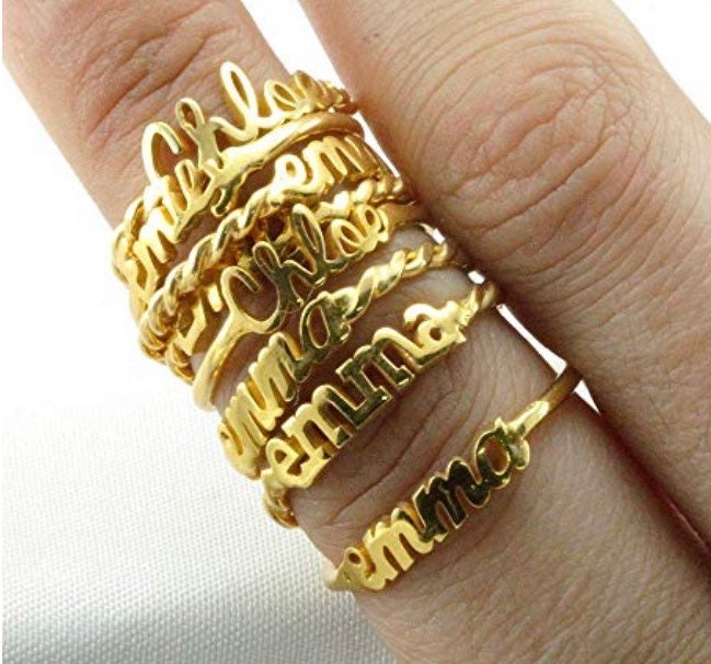 Name Ring Personalized Rings Name Jewelry Stackable Name | Etsy