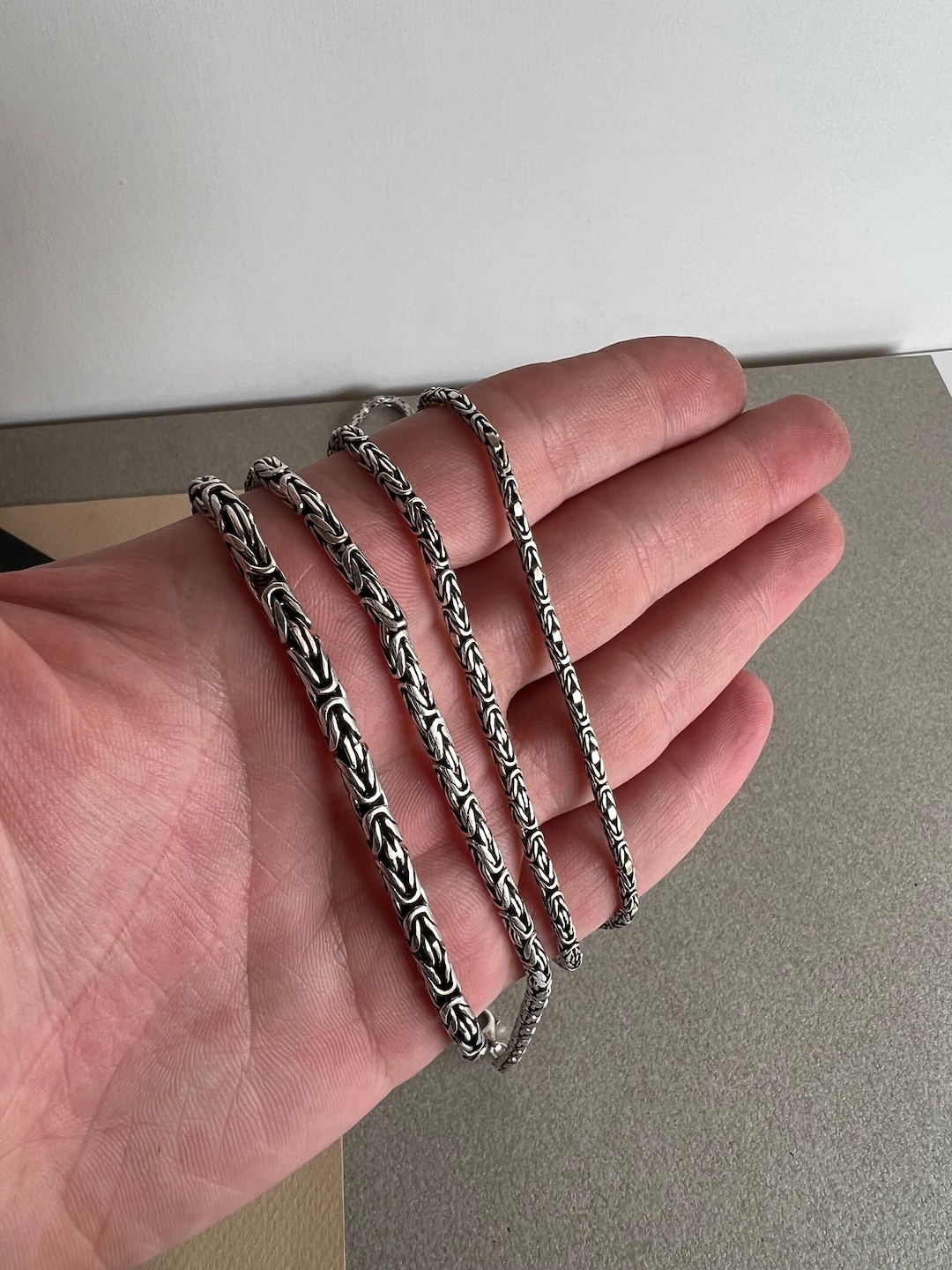 Round Byzantine Chain Necklace, Handmade Necklaces, Silver Bali Chain ...