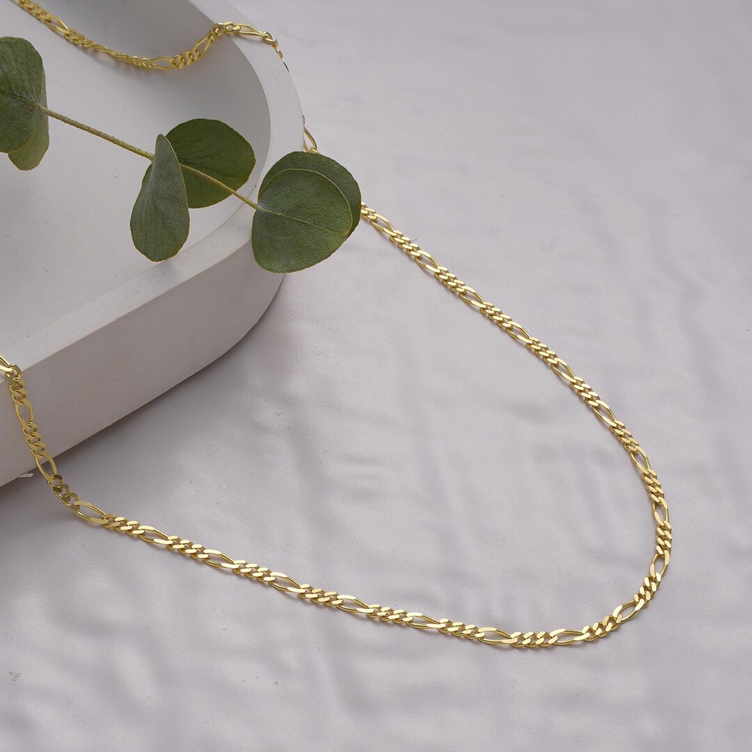 14K Gold Figaro Chain, Link Chain, Dainty Chain Necklace, Gold Filled ...