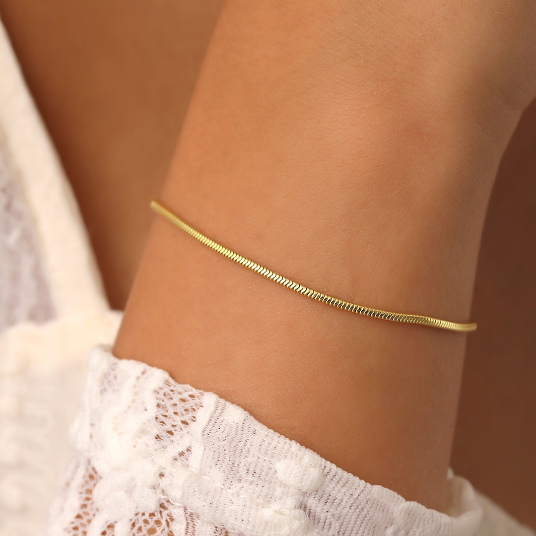 14K Gold Round Snake Chain, Silver Gold Snake Chain, Sterling Silver ...