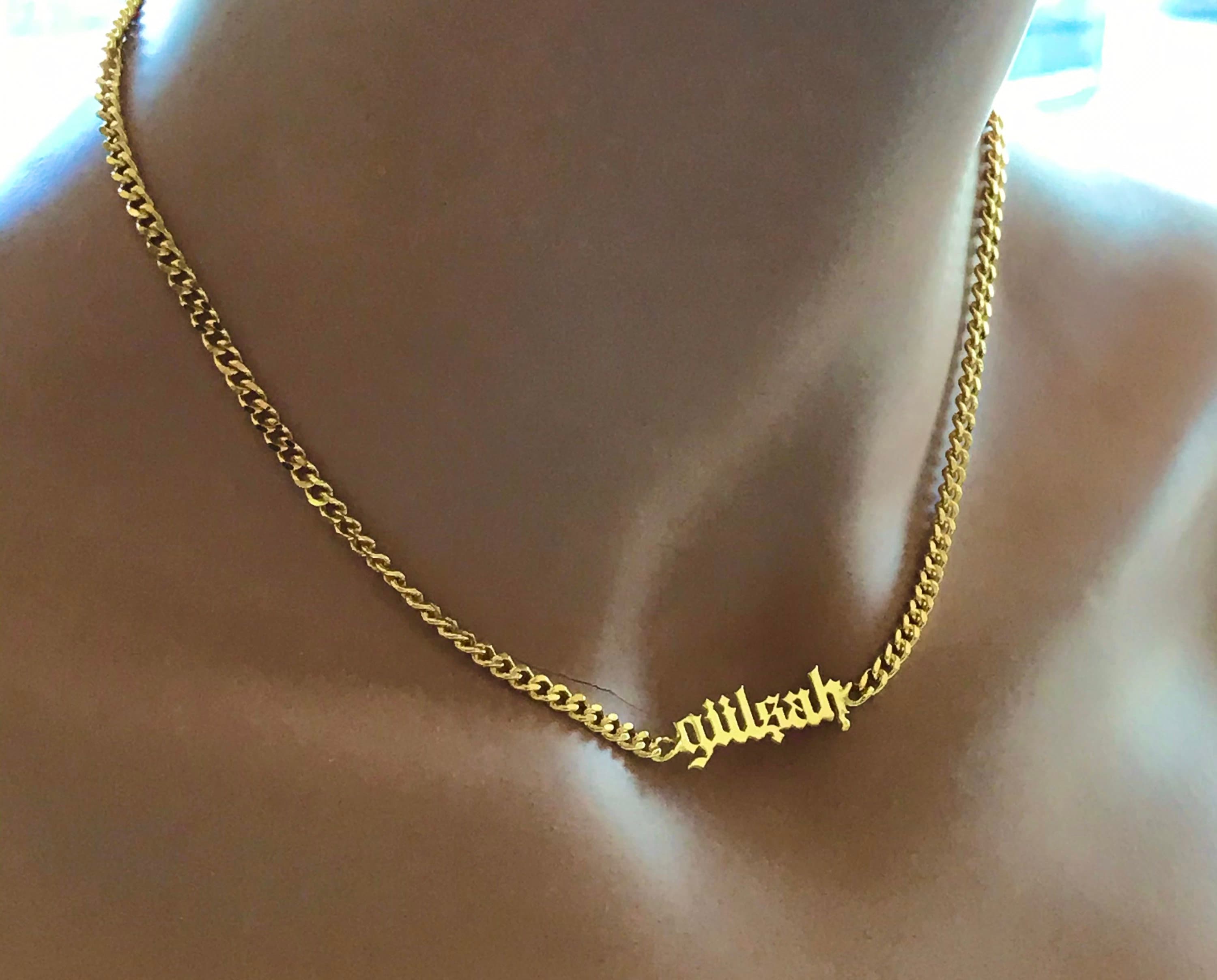 Custom Name Necklace With Bold Curb Chain Custom Name - Etsy