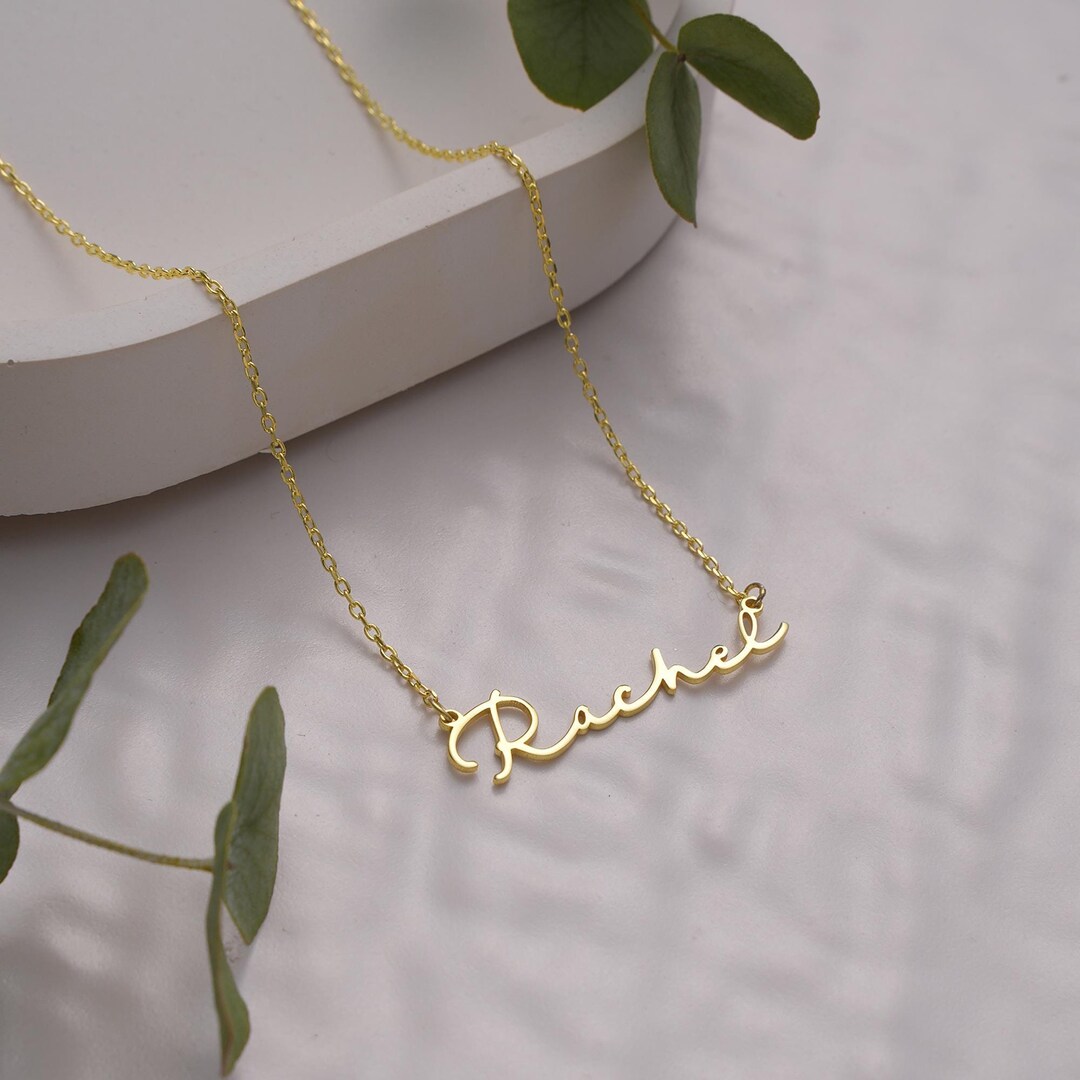 14K Gold Name Necklace,solid Gold Necklace,dainty Necklace,gift for Her ...