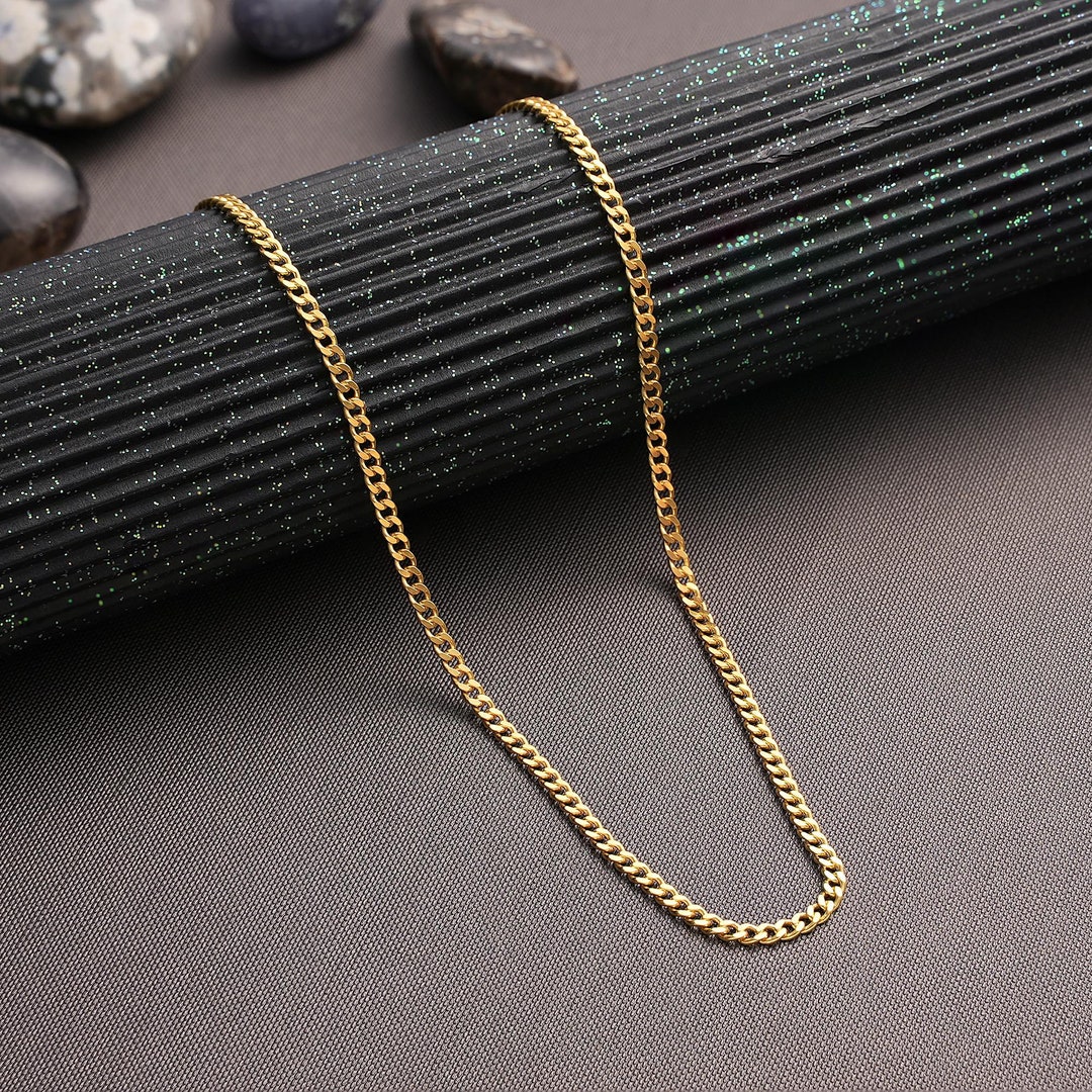14K Gold Curb Chain Necklace,chirstmas Gift,gold Chain Necklace ...