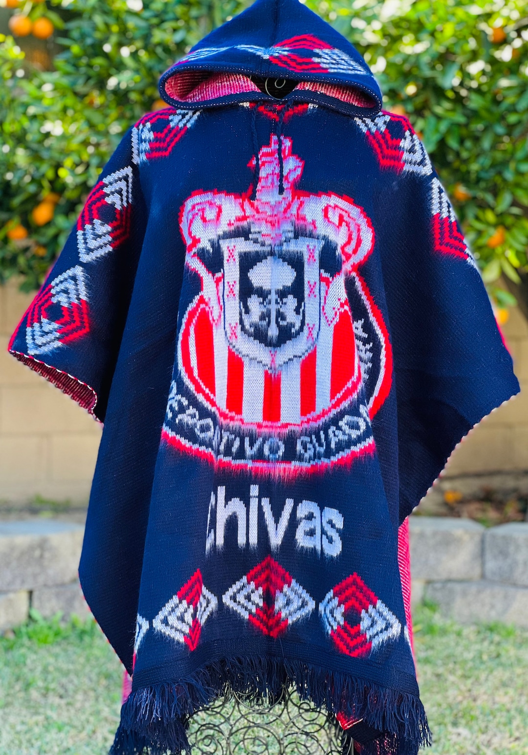 Chivas Soccer Team Poncho. Hooded With Adjustable Strings. Thick Fabric ...
