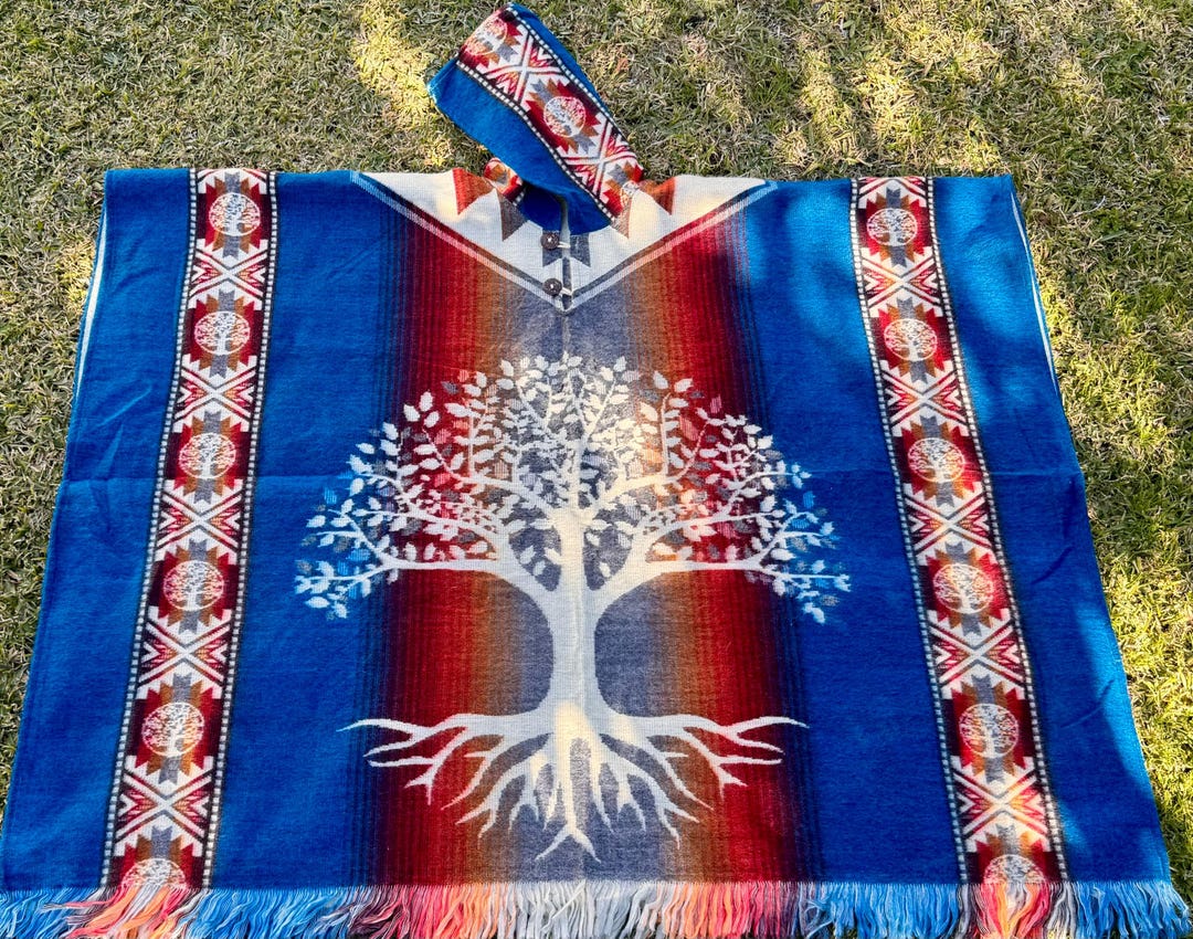 Tree of Life Alpaca Poncho-boho Poncho-unisex-one Size, Artesian Cape ...