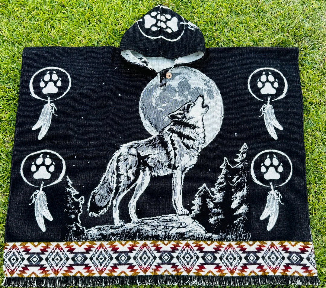 Native Youth Size Alpaca Poncho Unisex, Artesian Cape.wolf Alpaca ...