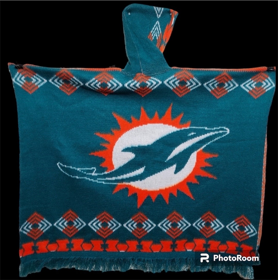 Miami Dolphins Alpaca Wool Poncho, Hooded, Unisex One Size Fits All ...