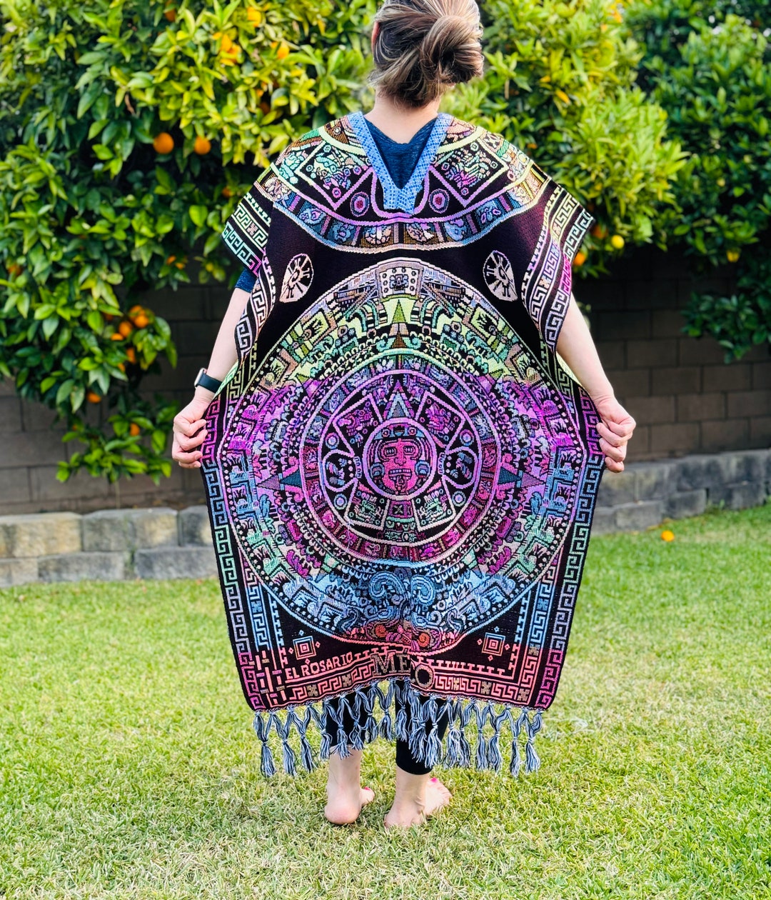 Mexican Aztec Mayan Poncho, Colorful Winter Shawl, Beautifully Designed ...