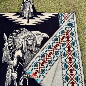 Adult Size Native Alpaca Wool Poncho. With Hoodie and Wooden Buttons ...