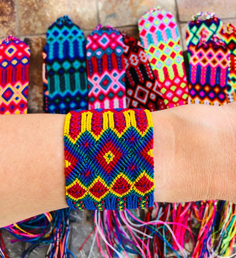 Hand Woven Wide Cuff Mexican Bracelets Friendship Inspired - Etsy