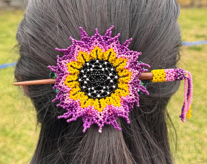 Hand Made Beaded Barrette, Beaded Hair Barrettes, Indigenous Beaded ...