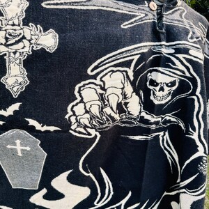 Santa Muerte Alpaca Wool Poncho Unisex With Hoodie and Wooden Buttons ...