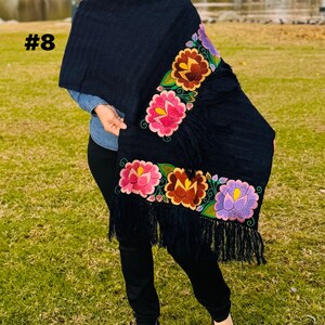 Mexican Rebozo, Mexican Shawl Wrap, Rebozo Bordado, Embroidered Rebozo ...