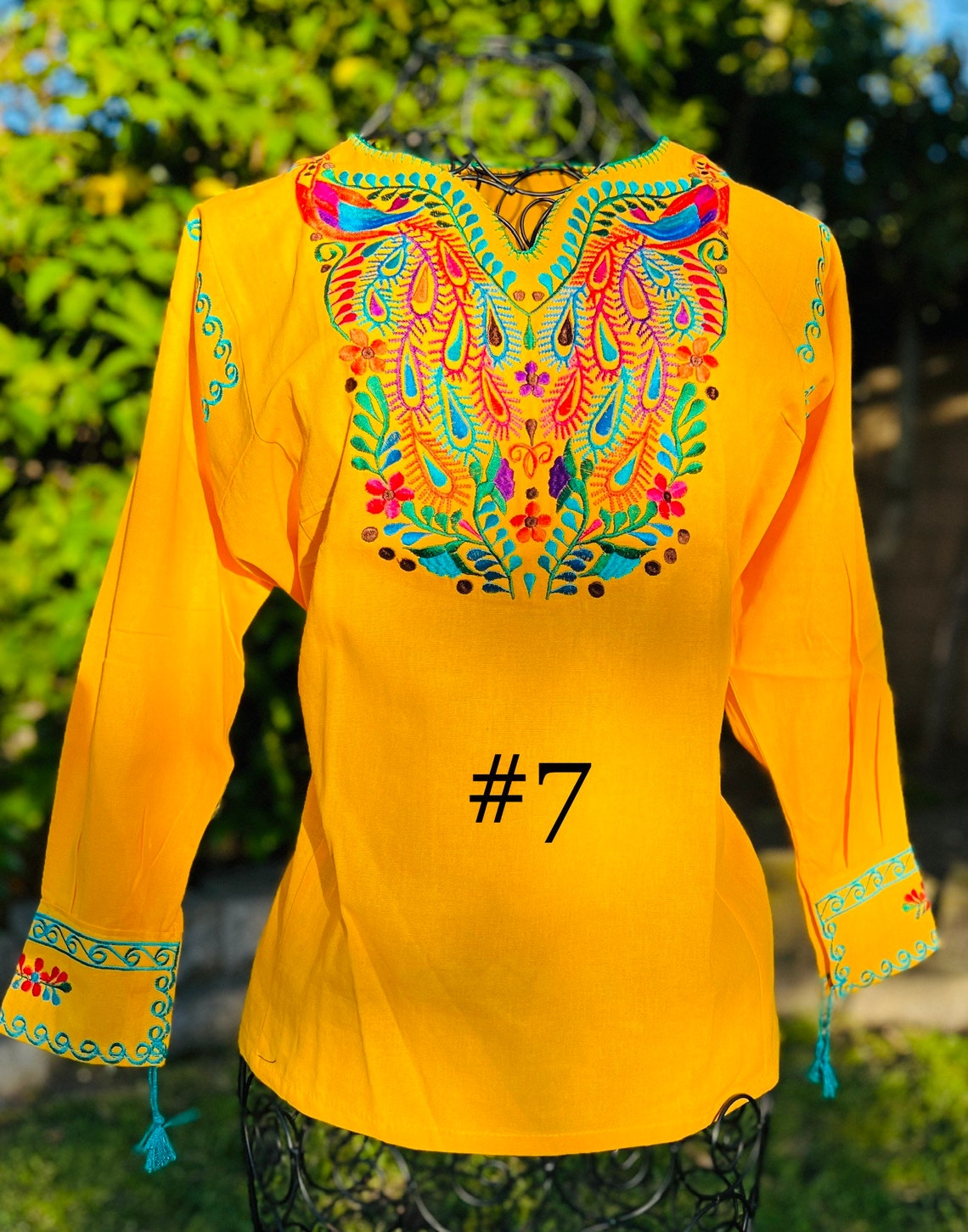 Peacock Embroidery Mexican Blouse Size Xlarge Long Sleeve - Etsy