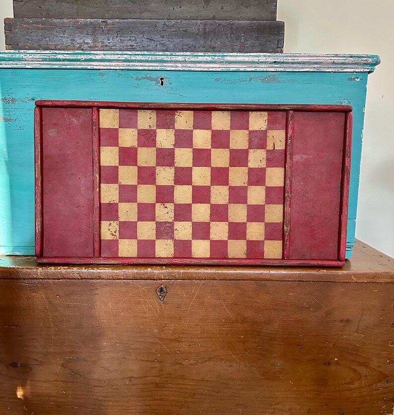 Olde Red and Mustard Early Style Checkers Board 12” X 23” - Etsy