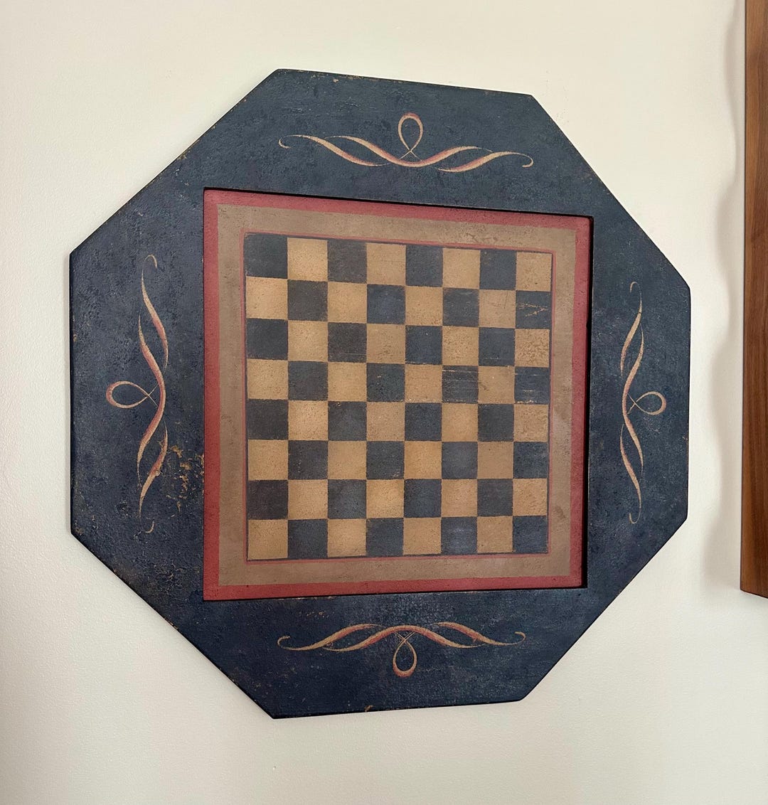 Antique-inspired Octagonal Checkers Board (black Frame) - Etsy