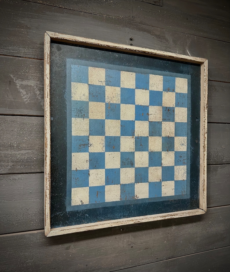 Primitive Blue Checkers Board - Etsy