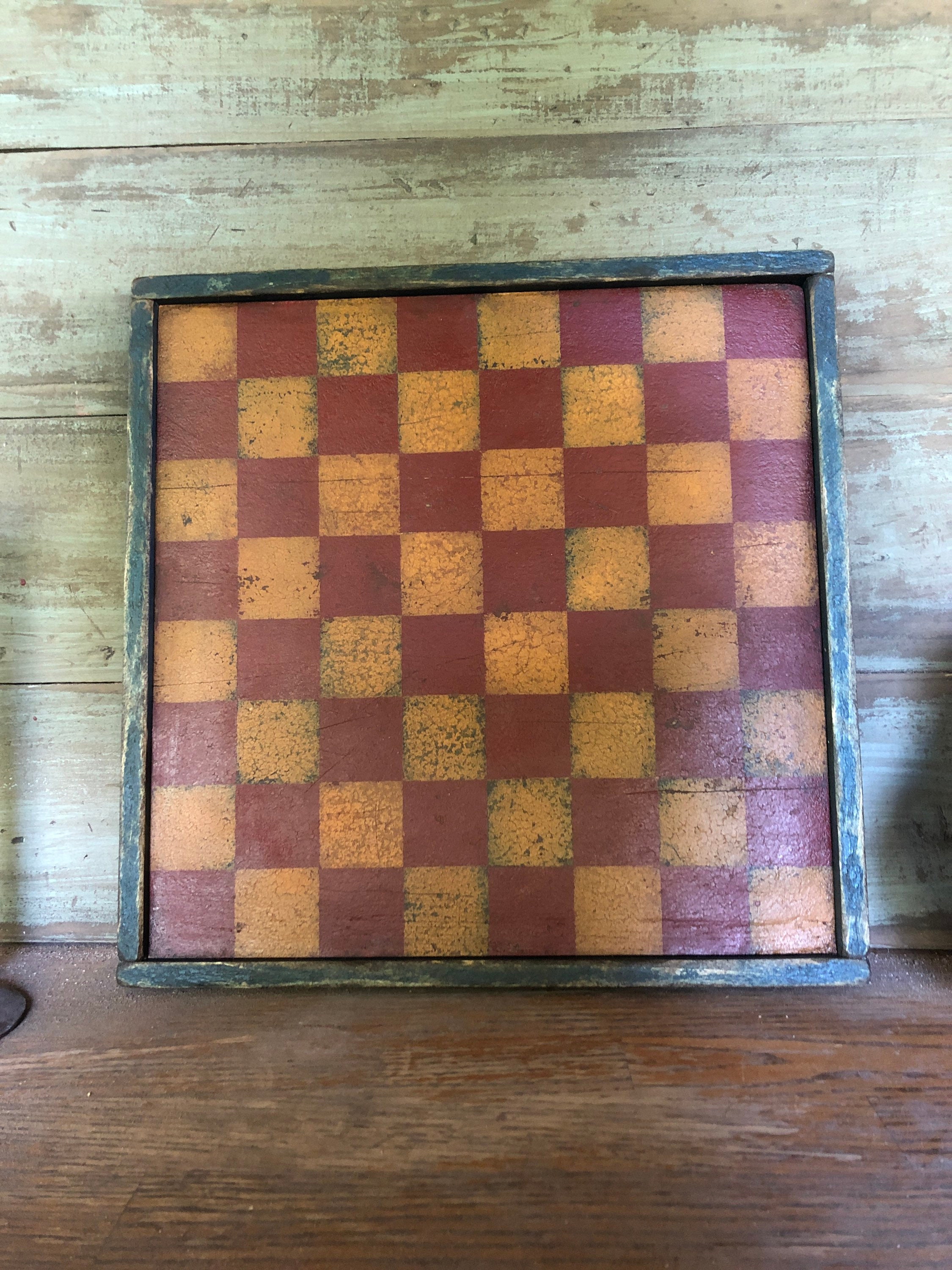 Primitive Mustard Cranberry and Blue Checkers Board - Etsy