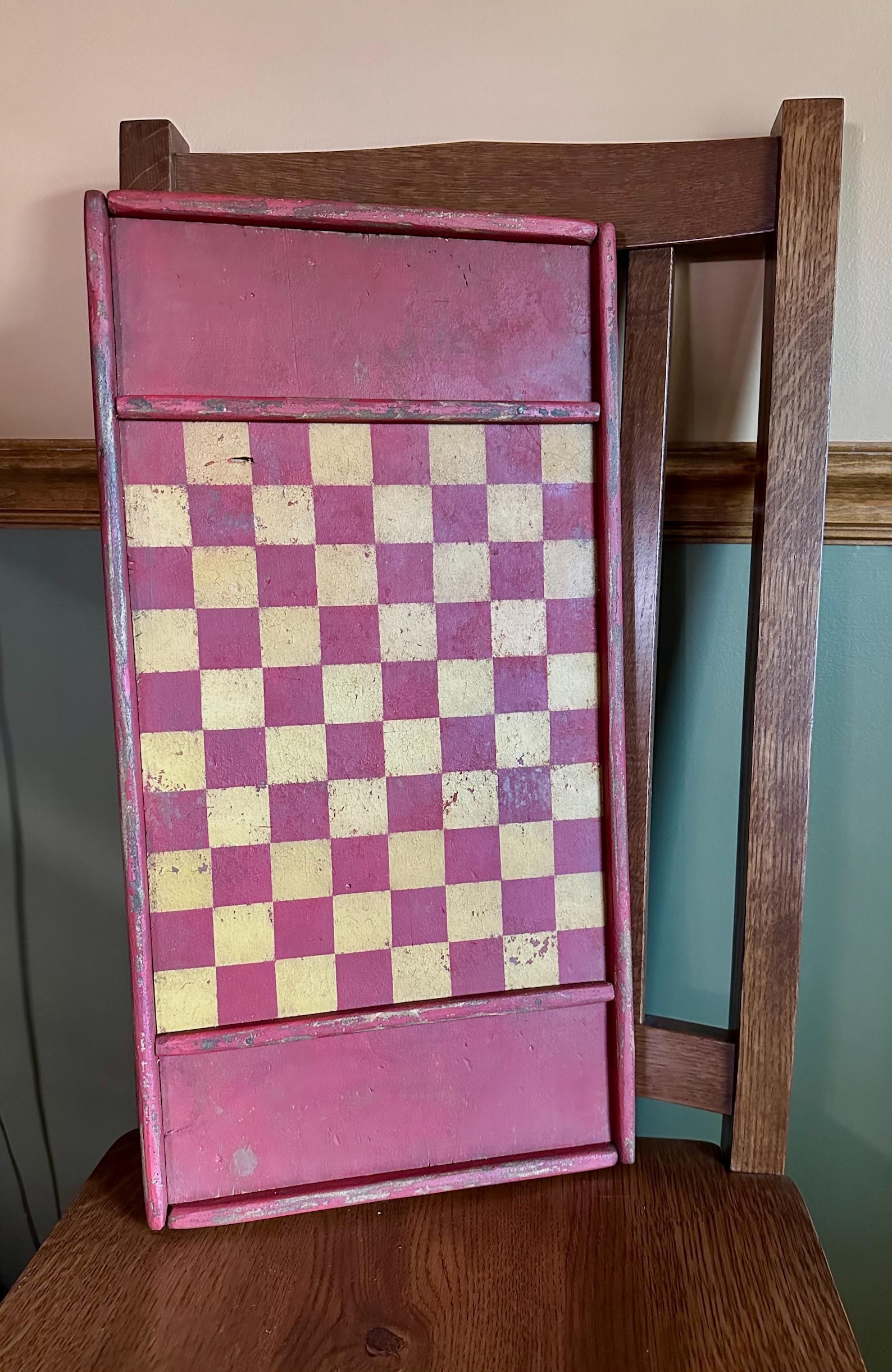 Olde Red and Mustard Early Style Checkers Board 12” X 23” - Etsy