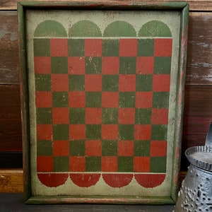 Antique Inspired Red and Green Checkerboard - Etsy