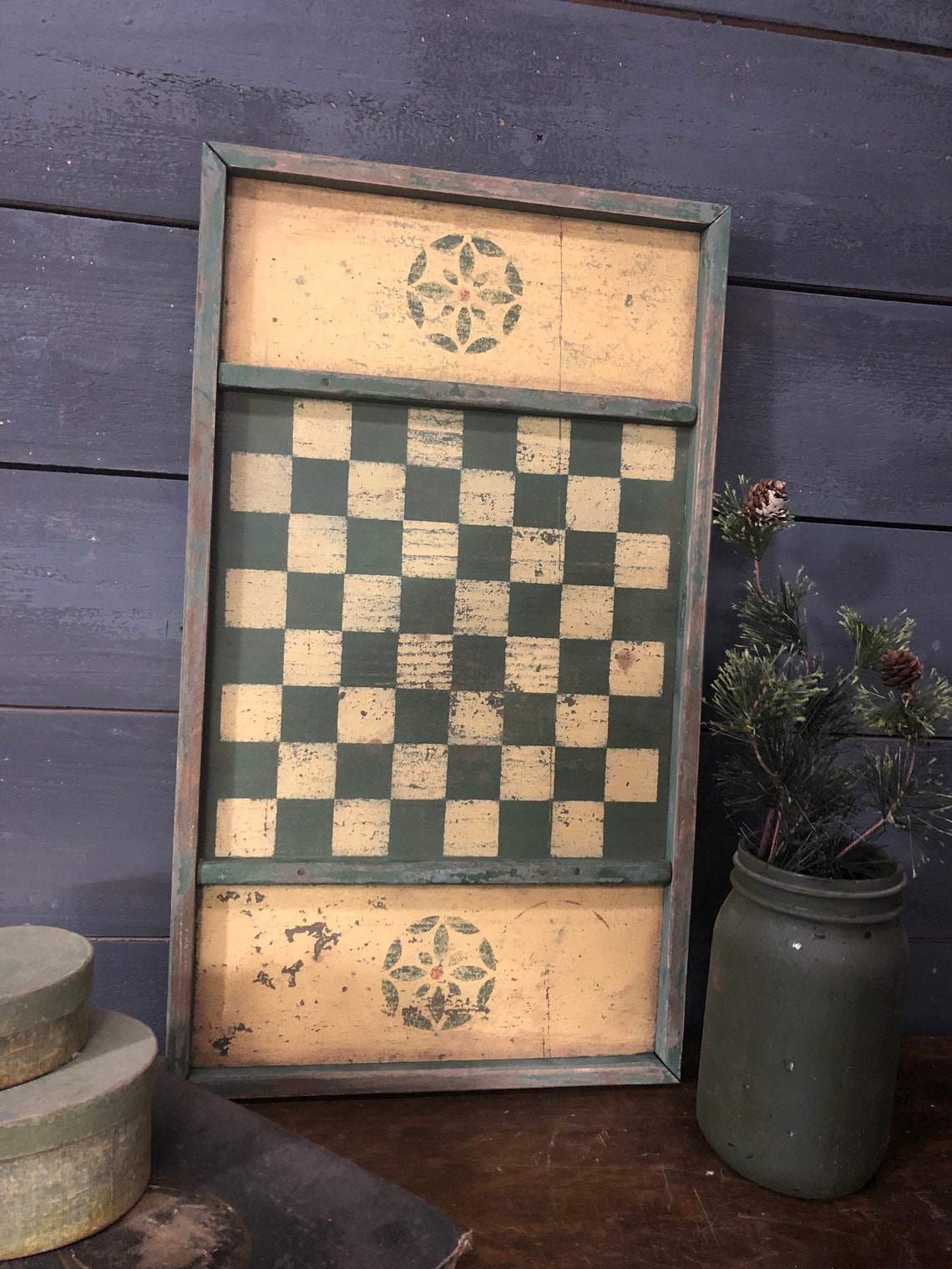 Green and Yellow Checkers Board 12” X 21” - Etsy