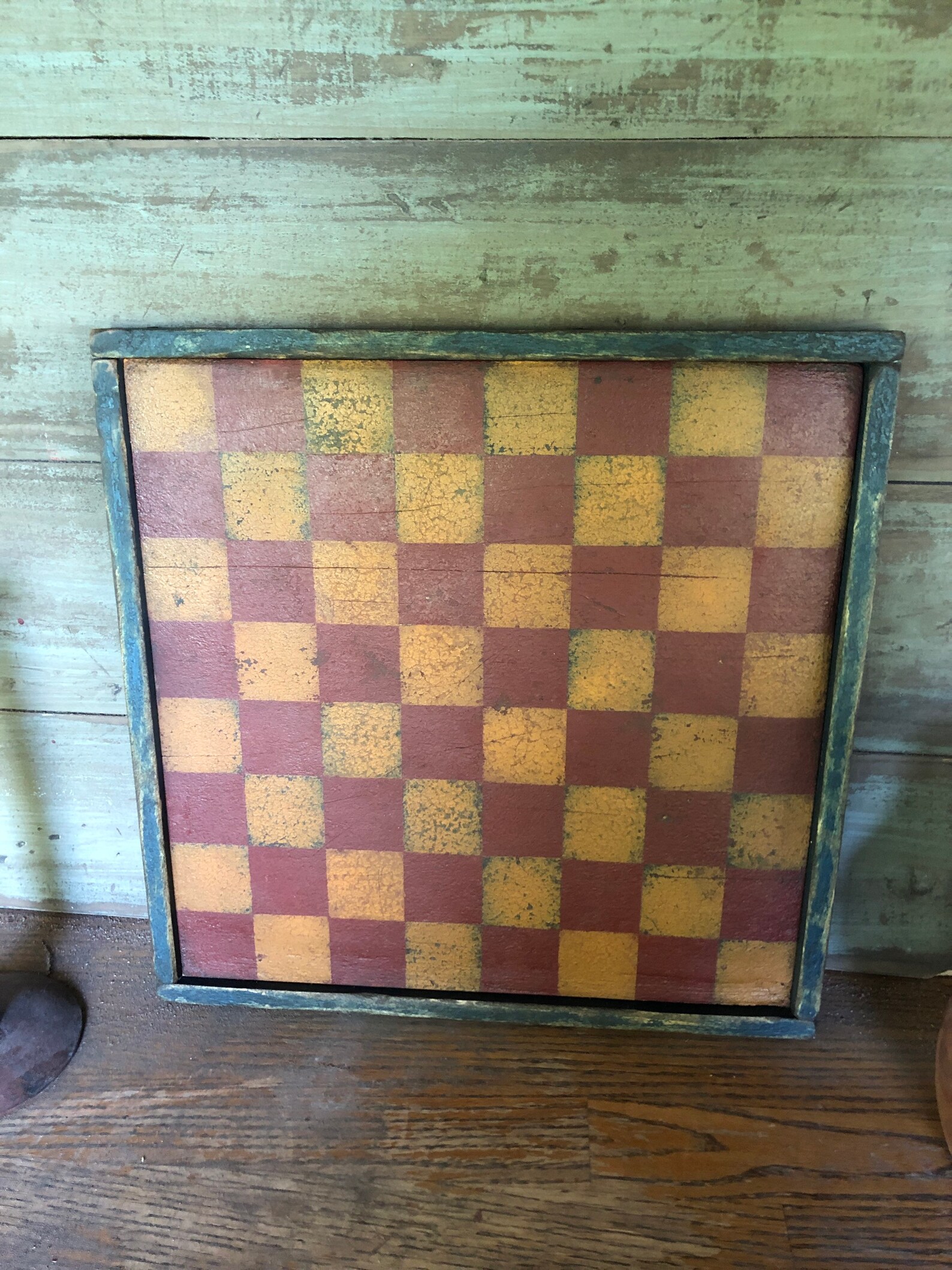 Primitive Mustard Cranberry and Blue Checkers Board - Etsy
