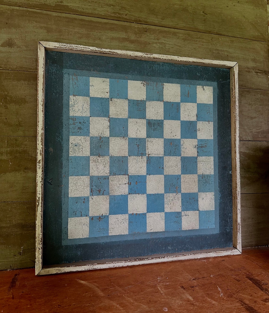 Primitive Blue Checkers Board - Etsy