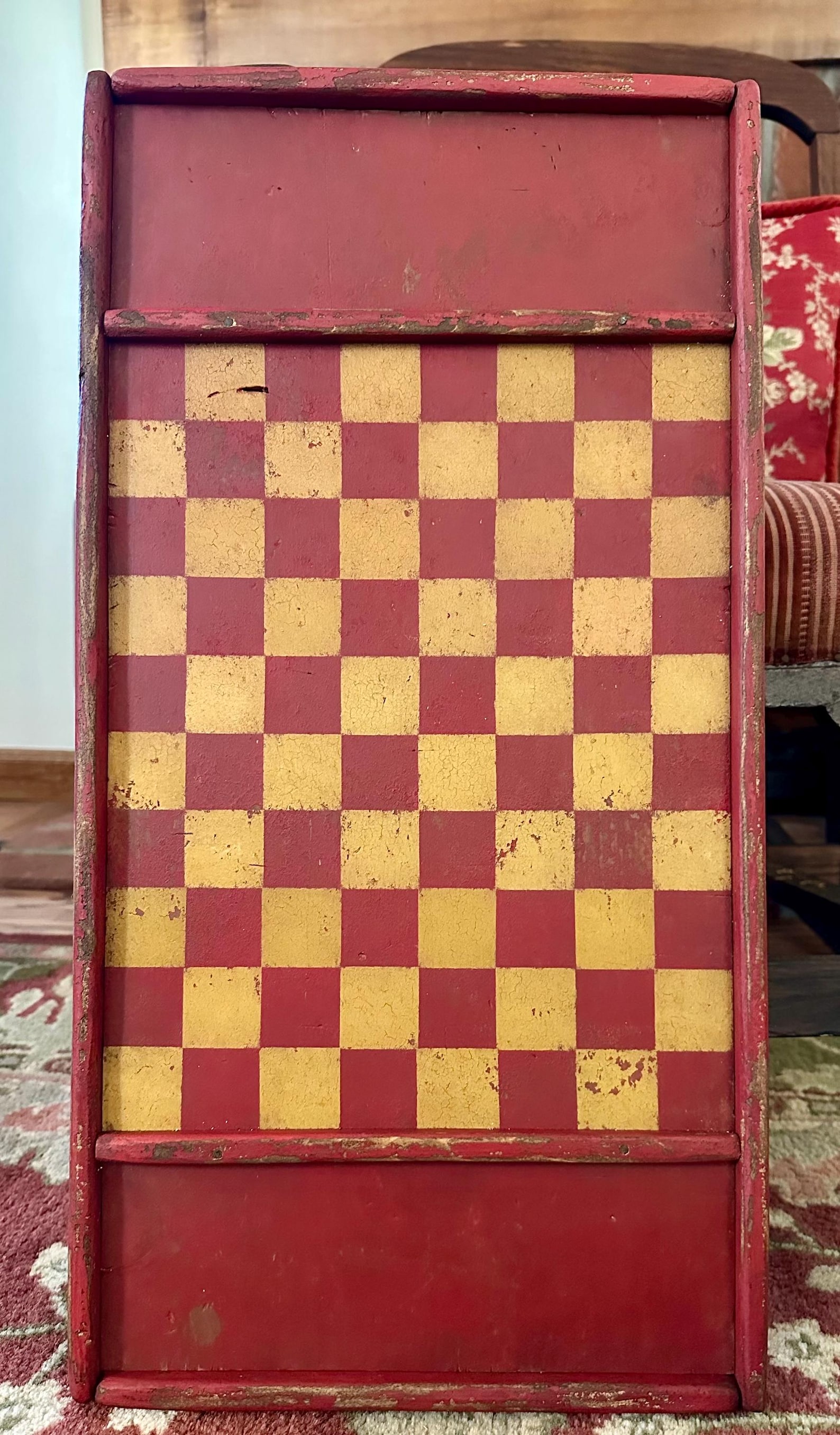 Olde Red and Mustard Early Style Checkers Board 12” X 23” - Etsy