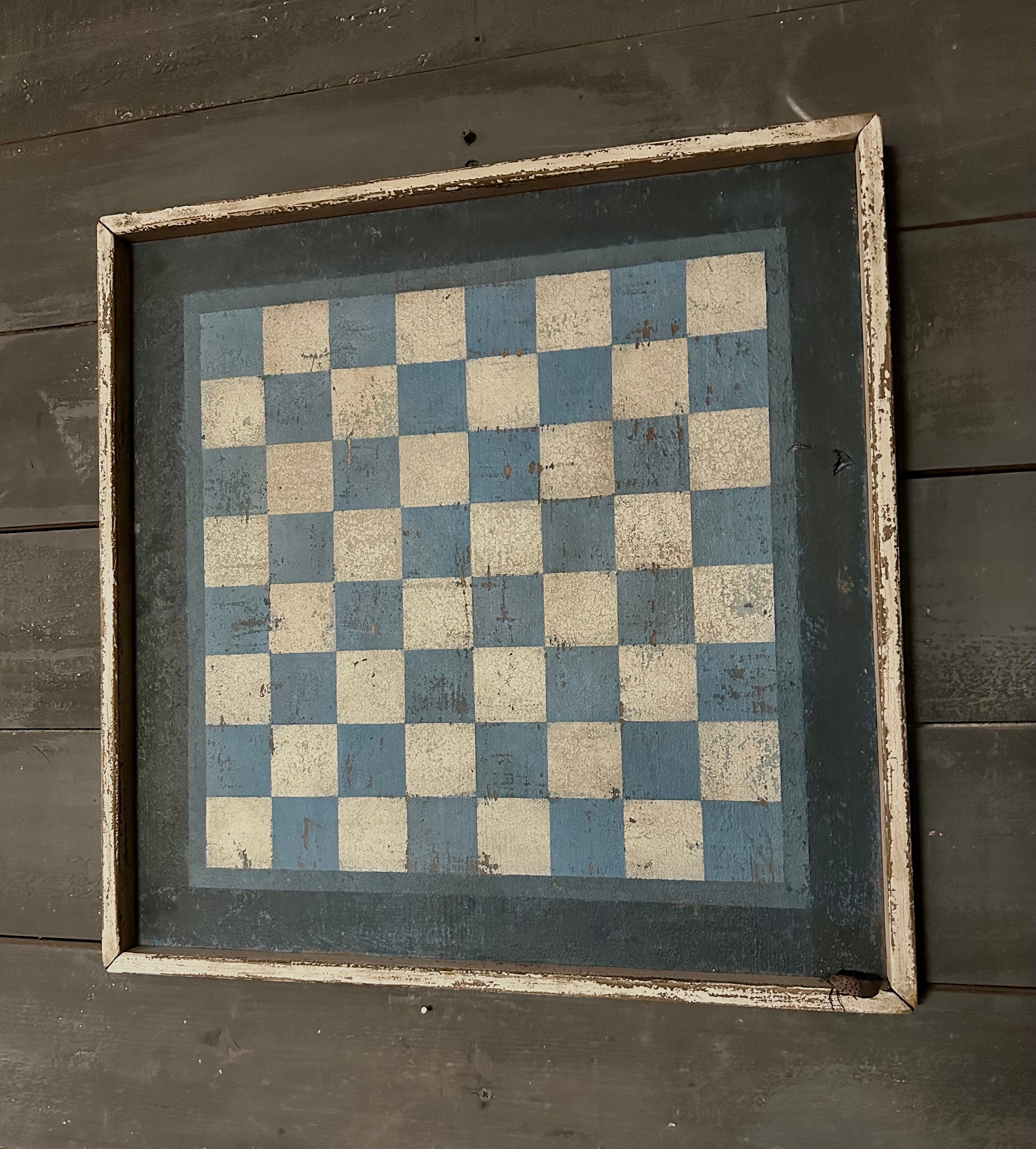 Primitive Blue Checkers Board - Etsy