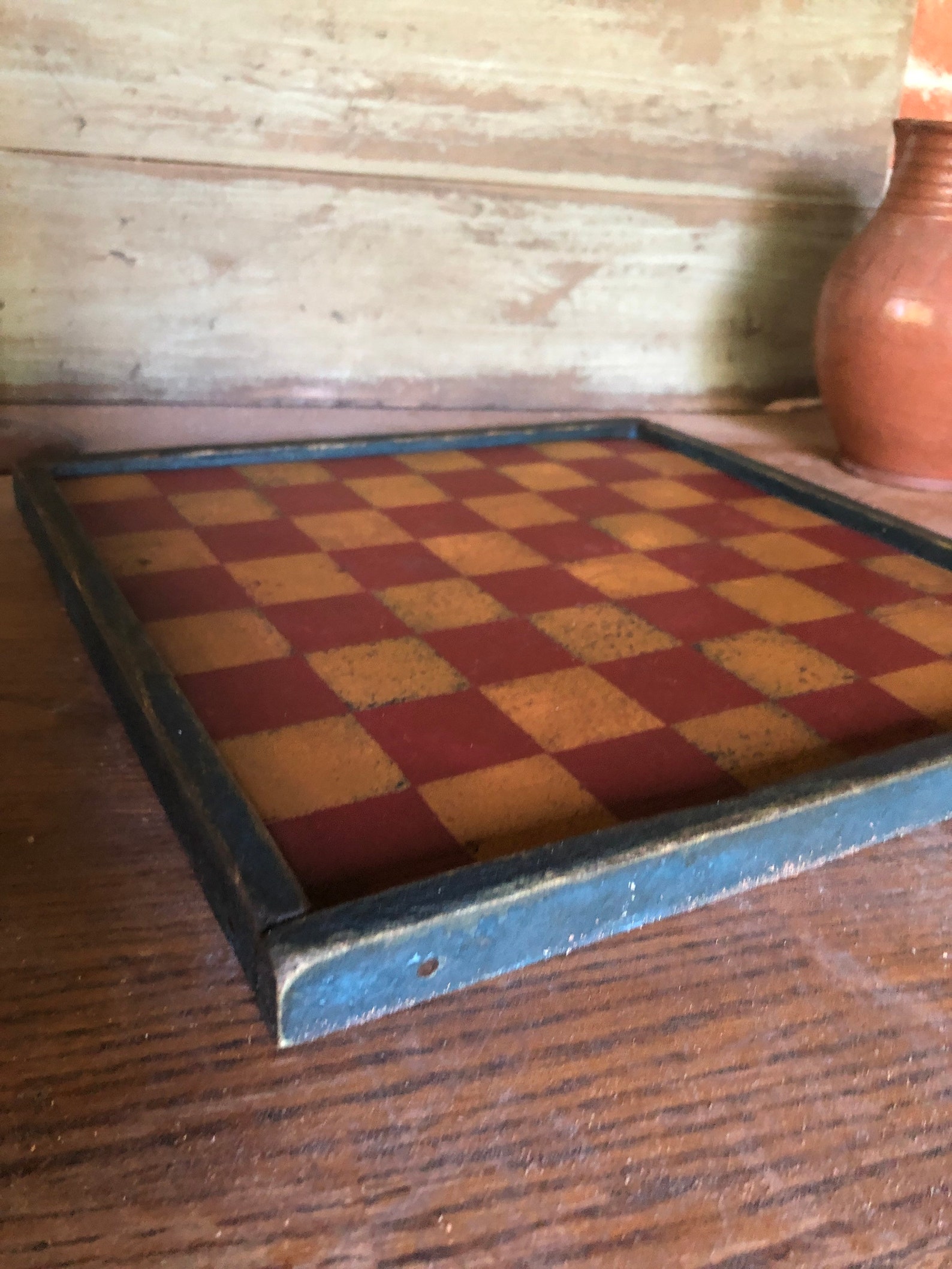 Primitive Mustard Cranberry and Blue Checkers Board - Etsy