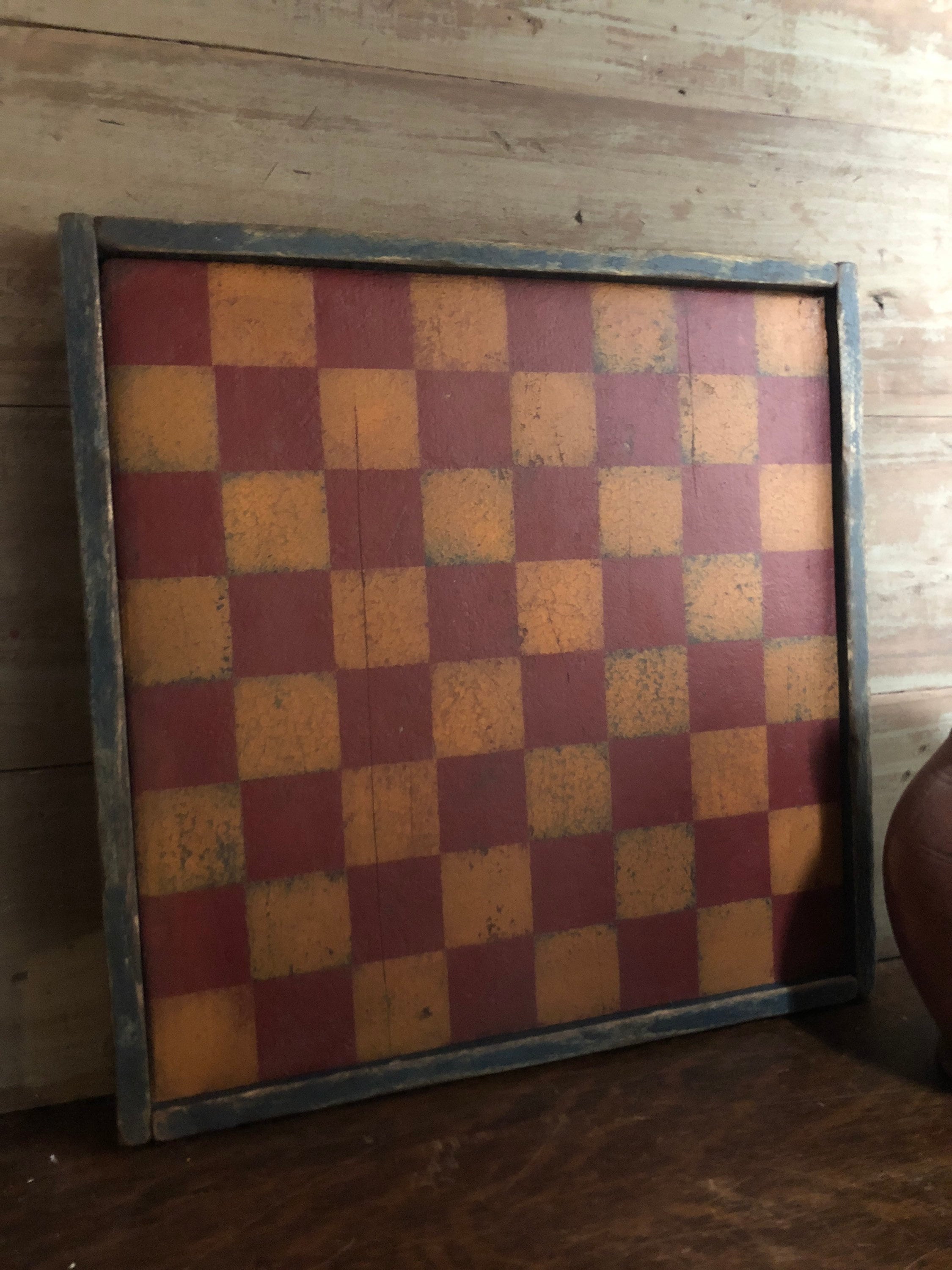 Primitive Mustard Cranberry and Blue Checkers Board - Etsy