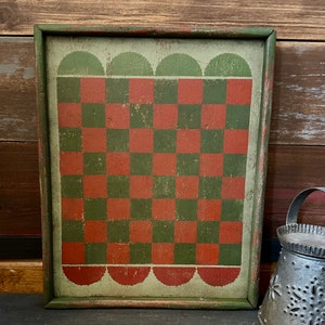 Antique Inspired Red and Green Checkerboard - Etsy