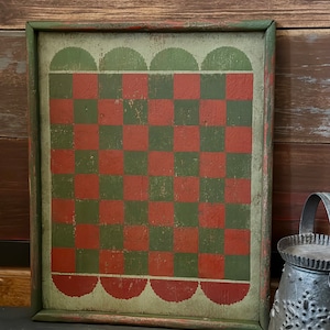 Antique Inspired Red and Green Checkerboard - Etsy