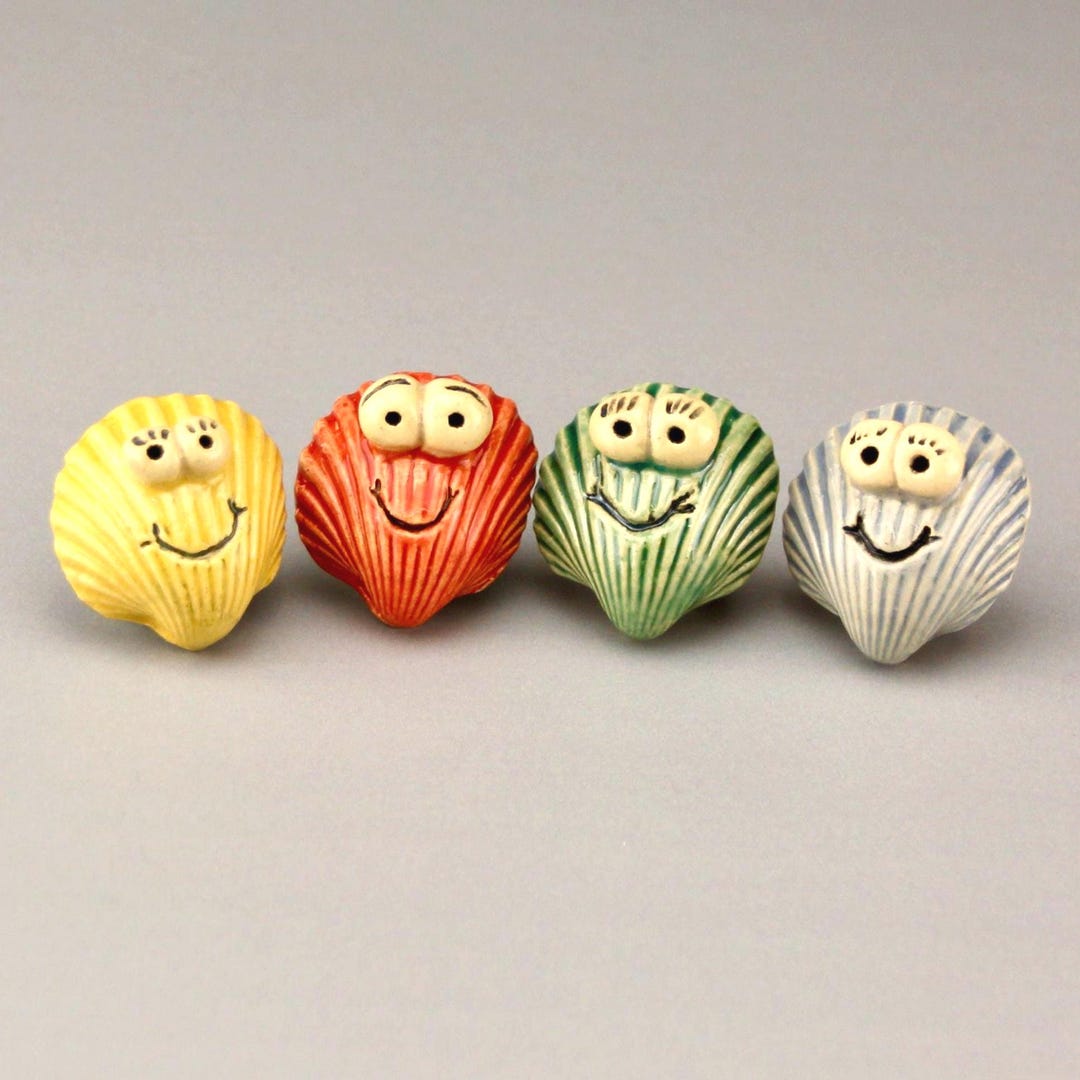 Ceramic Magnets Shells With Eyes, Maritime Refrigerator Decoration Sea ...