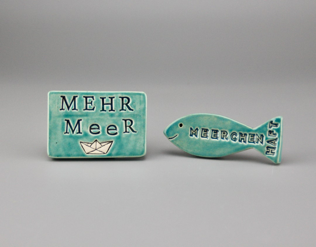 Maritime Magnets Fish Ceramic Good Luck Funny Sea Letters Saying Fridge ...