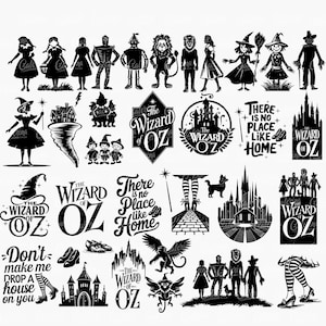 Wonderful Wizard of Oz SVG Bundle 35+ Silhouette Designs, Magical ...